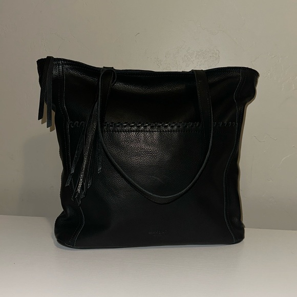 margot | Bags | Margot New York Kara Large Black Leather Tote Tassel ...